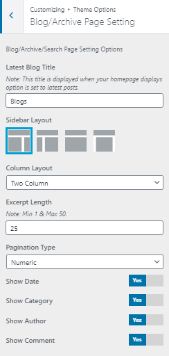 Blog/ Archive Page Section - Shark Themes