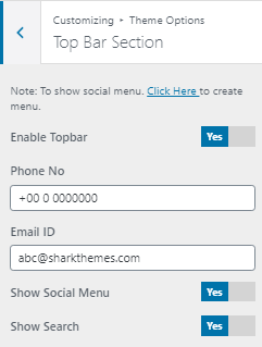 Top Bar Section - Shark Themes