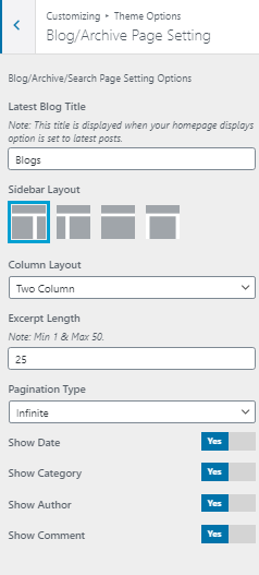 Blog/ Archive Page Setting - Shark Themes
