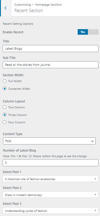 Recent Section - Shark Themes