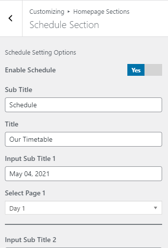 Schedule Section - Shark Themes